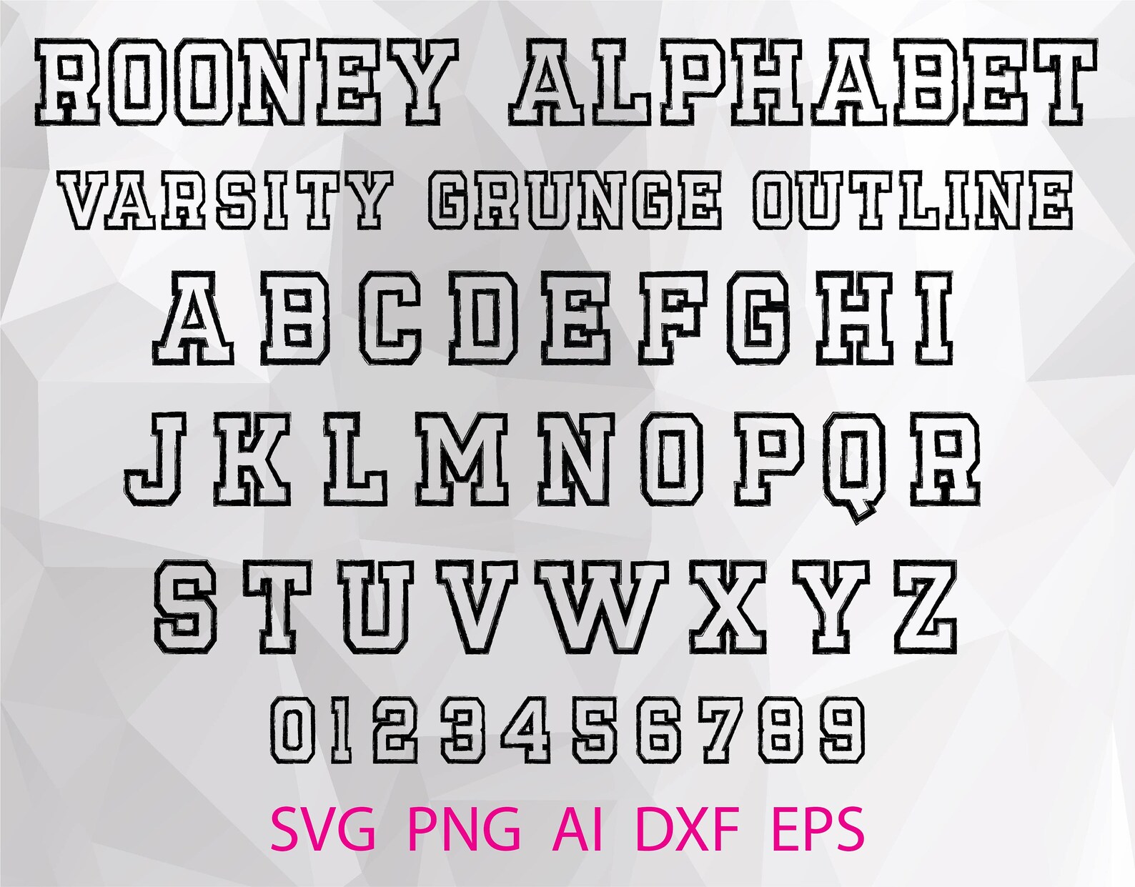 Varsity Font Svg Grunge Font Svg Outline Font Svg Varsity Letter
