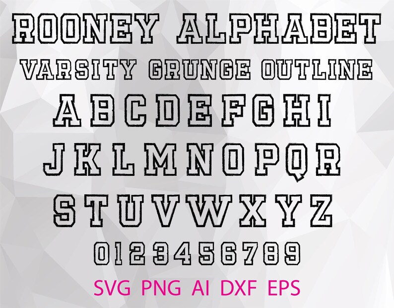 Varsity Font Svg, Grunge Font Svg, Outline Font Svg, Varsity Letter ...
