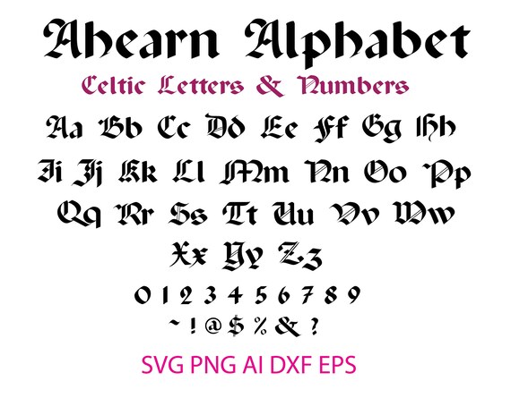 Celtic Font Svgceltic Writing Fontceltic Alphabet - Etsy