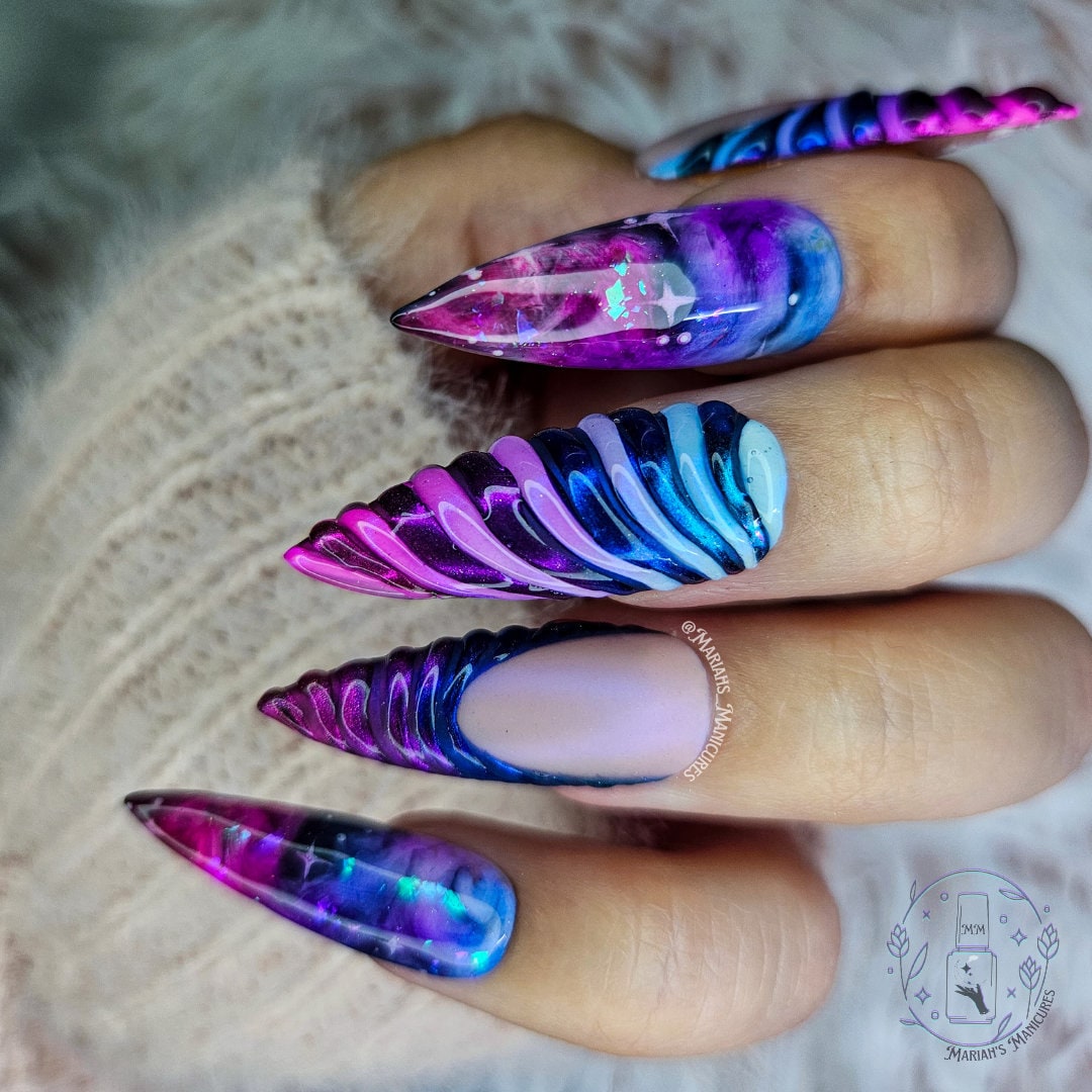 Galaxy Unicorn Press on Nails | Fantasy | Mythical | Rainbow Nails ...