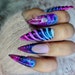 Galaxy Unicorn Press on Nails Fantasy Mythical Rainbow Nails Textured ...