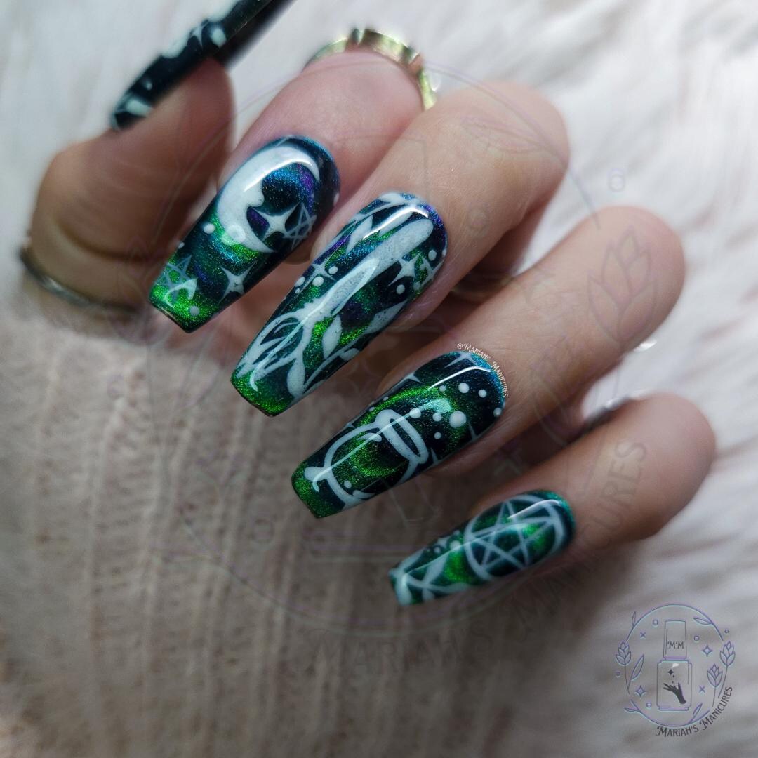 Witches Brew Press on Nails | Glow in Dark | Purple | Stars | Glitter ...