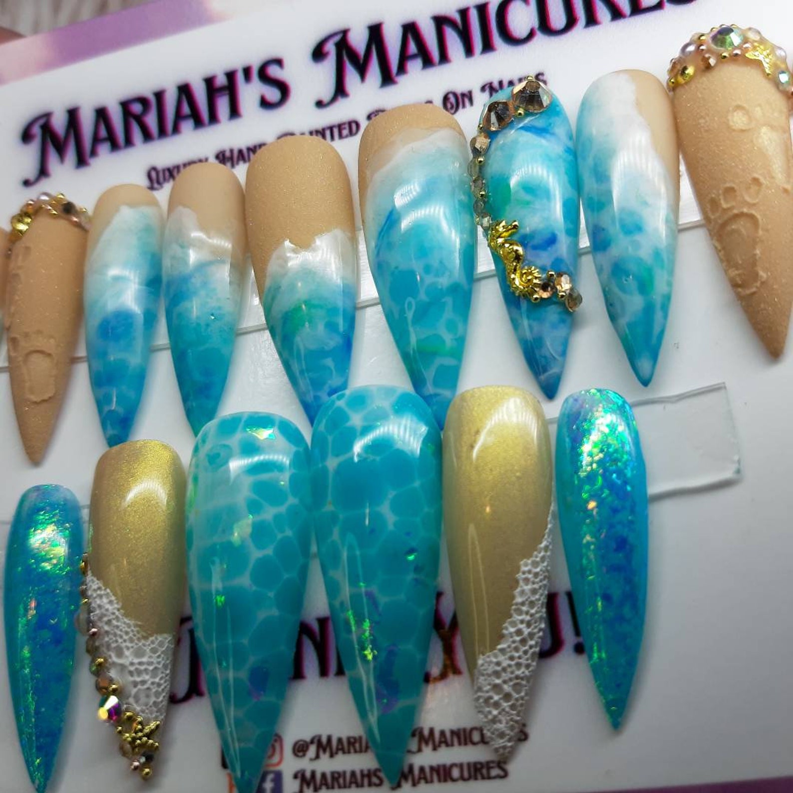 High Tides Press on Nails | Seashells | Ocean | Sea Themed | Summer ...