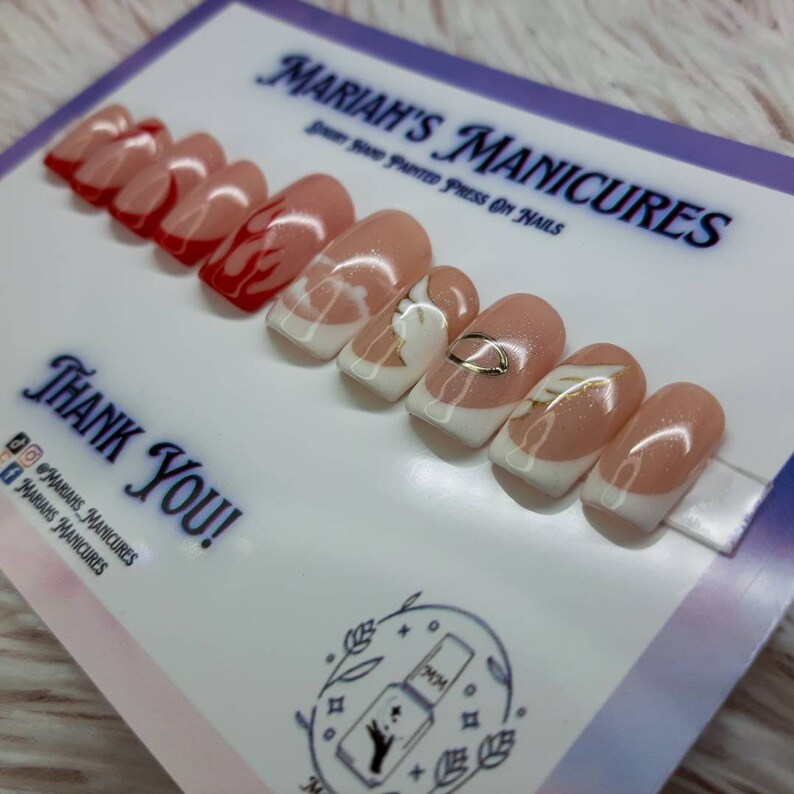 Lucy Press on Nails She Devil Ange French Tip Nails - Etsy