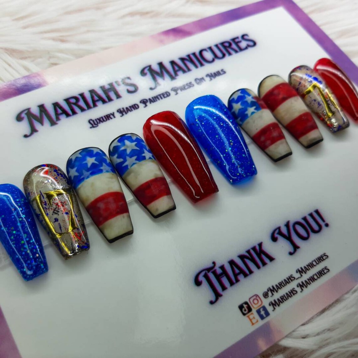 1776 Press on Nails | 4th of July Nails | USA Flag Independence Day ...