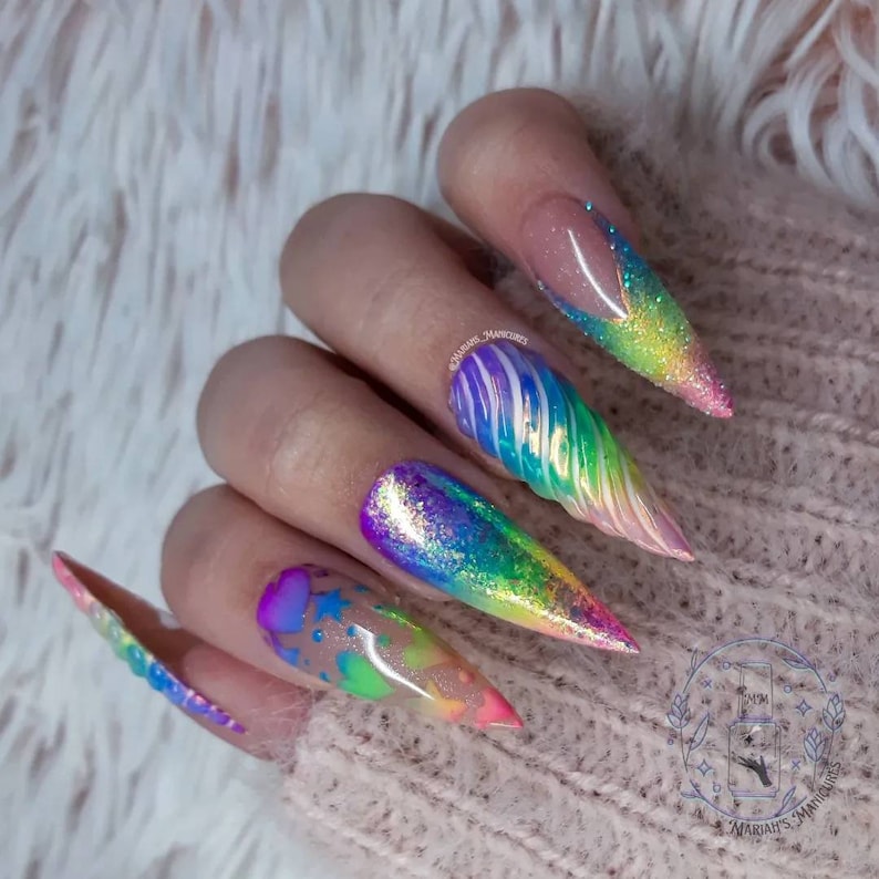 Unicorn Magic Press on Nails | Fantasy | Mythical | Rainbow Nails ...
