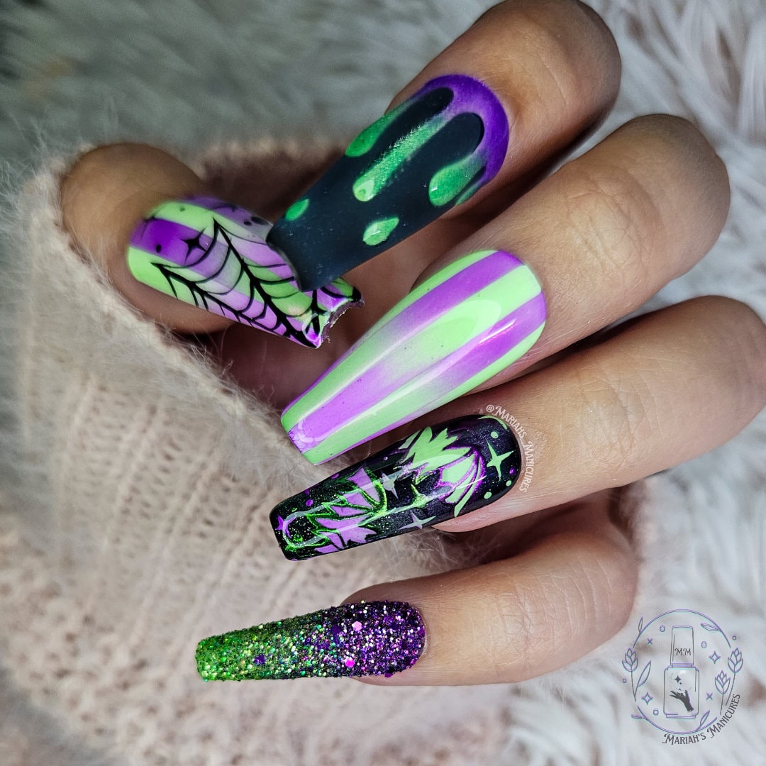 Toxic Halloween for Press on Nails | Horror | Spooky | Witchy Nails ...