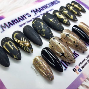 Scorpio Press on Nails / Zodiacs / Astrology / Zodiac Nails / Black ...