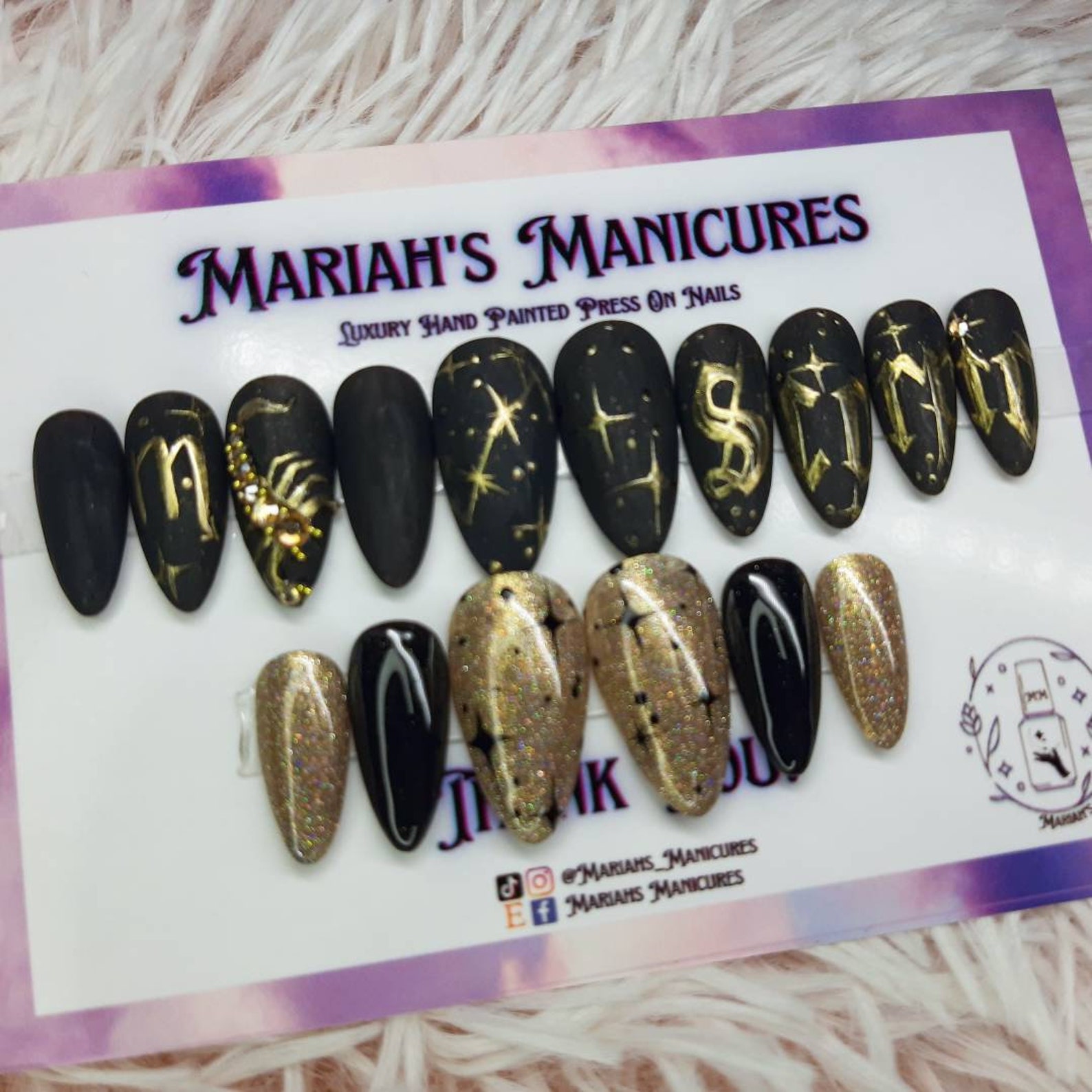 Scorpio Press on Nails / Zodiacs / Astrology / Zodiac Nails / Black ...