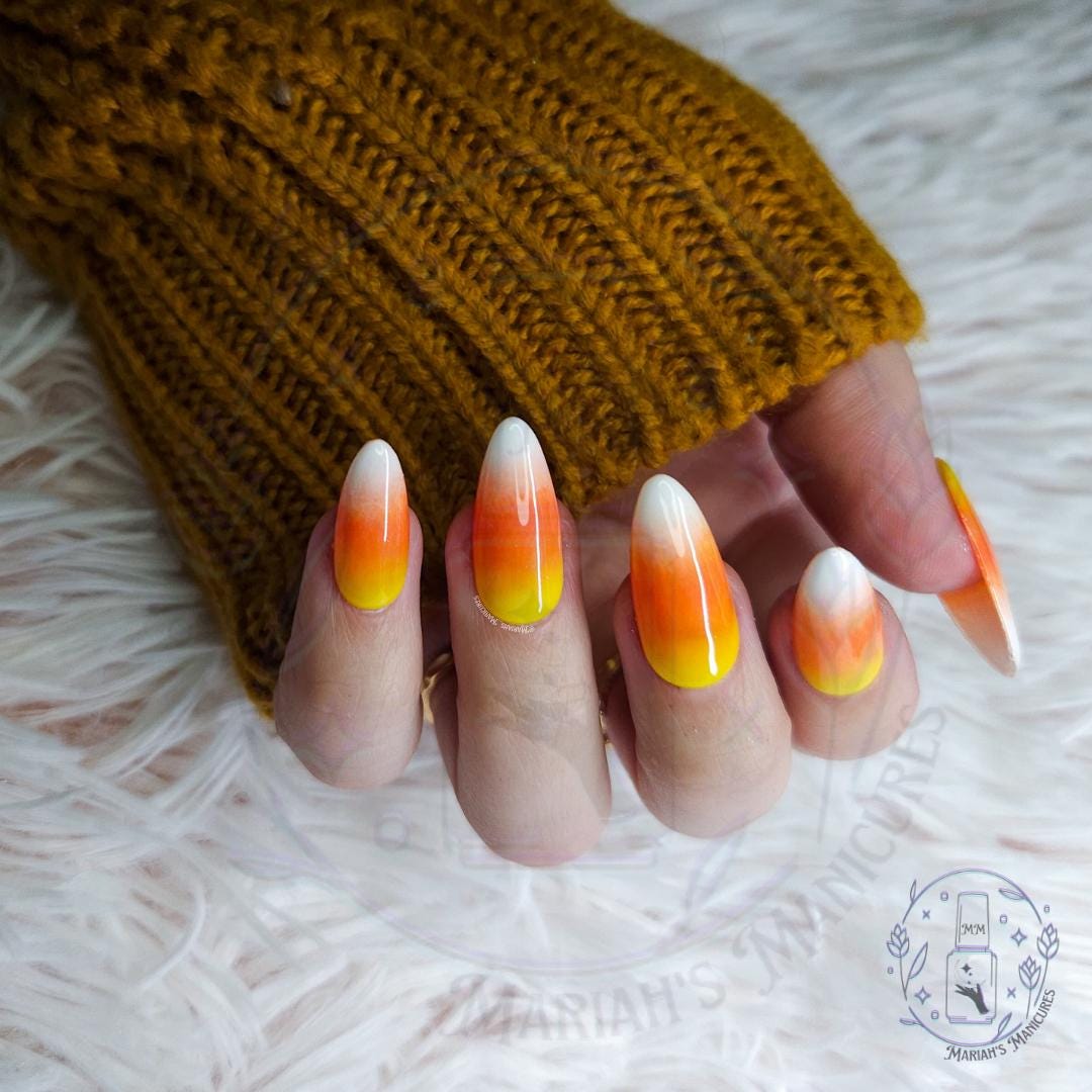 Candy Corn Press on Nails | Spooky Season | Gothic | Witch Nails ...