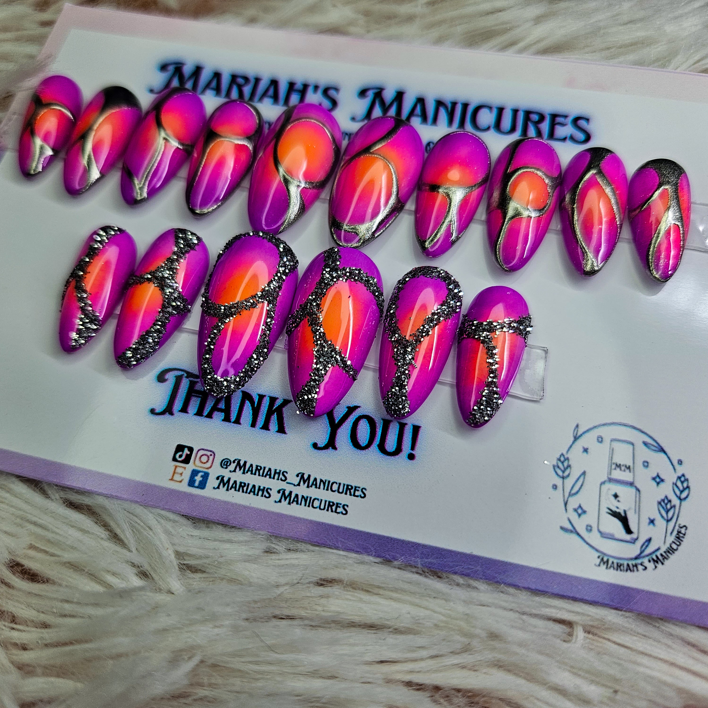 Electric Neon Press on Nails, Summer, Pigment, Black Nails, Rainbow ...