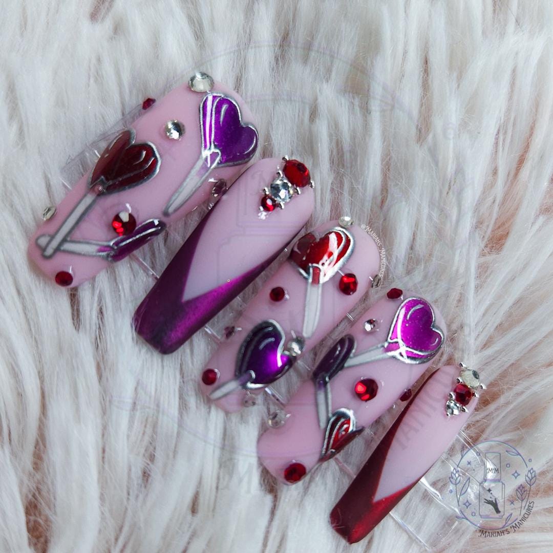 Sucker 4 U Press on Nails / Holiday Nails / Valentines / Love / Pink ...