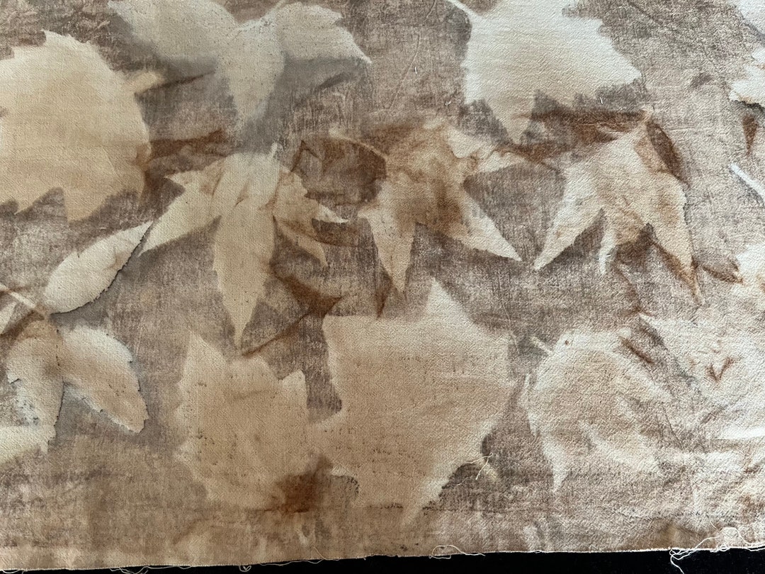 15 X 34 Inch Botanically Dyed Eco Hand Printed Cotton Fabric Sycamore ...