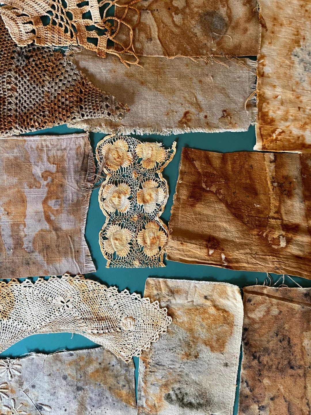 Small Size Rust Fabrics - Botanically Eco Printed and Eco Dyed - Cotton ...