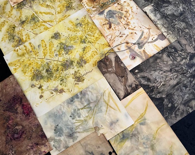 15 Different Sized Papers Eco Printed Botanically Rust Dyed Paper Pack ...