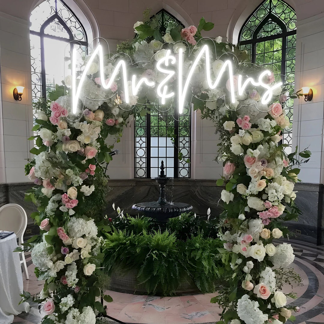 Mr to Miss Neon Sign,custom Wedding Neon Sign,wedding Decor,grass Wall ...