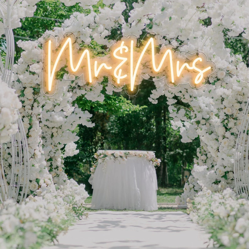 Mr to Miss Neon Sign,custom Wedding Neon Sign,wedding Decor,grass Wall ...