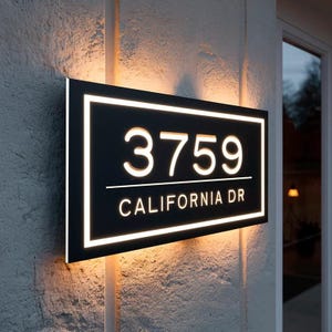 Modern House Number Sign,illuminated LED House Sign,neon Sign,address ...