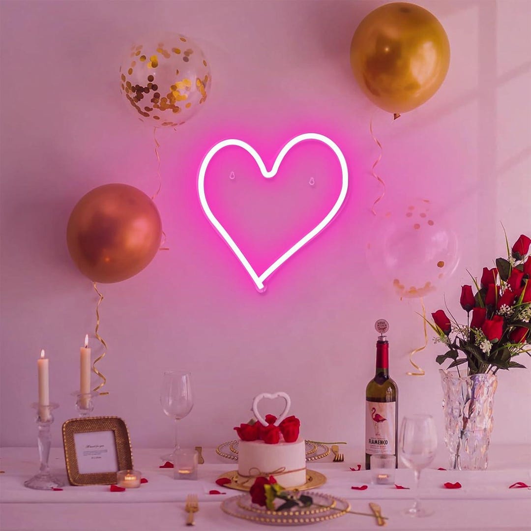 Pink Heart Neon Sign,neon Heart Light,custom Neon Sign,wedding Sign ...