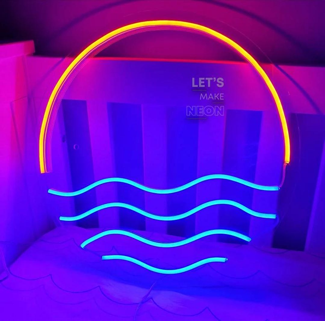 Vaporwave Led Sign,custom Neon Sign,vaporwave Wall Art,sun Neon Sign ...