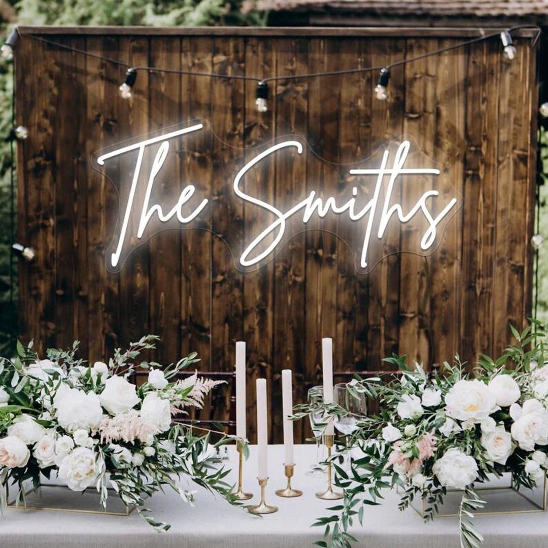 The Smiths Neon Sign,custom Wedding Neon Sign,last Name Neon Sign ...