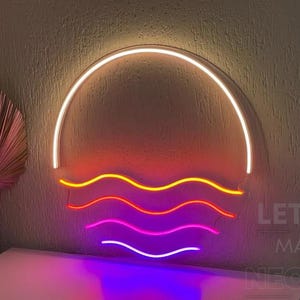 Vaporwave Led Sign,custom Neon Sign,vaporwave Wall Art,sun Neon Sign ...
