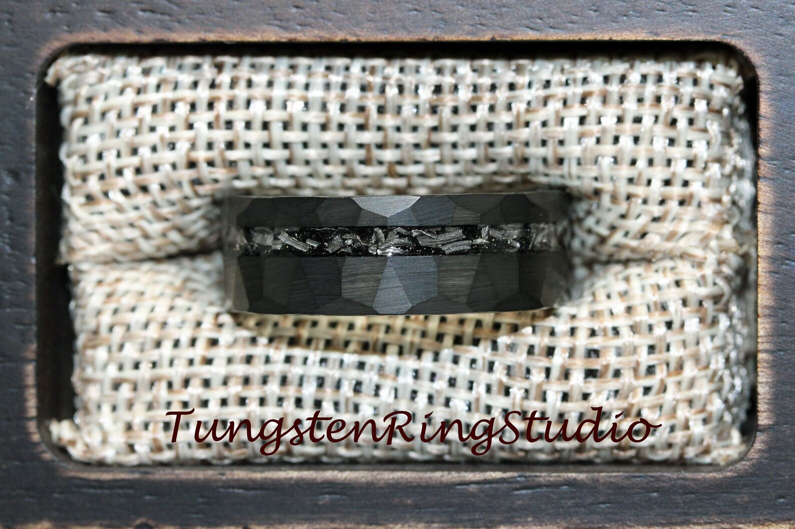 Meteorite Hammer Black Tungsten Wedding Ring Meteorite Interstellar ...
