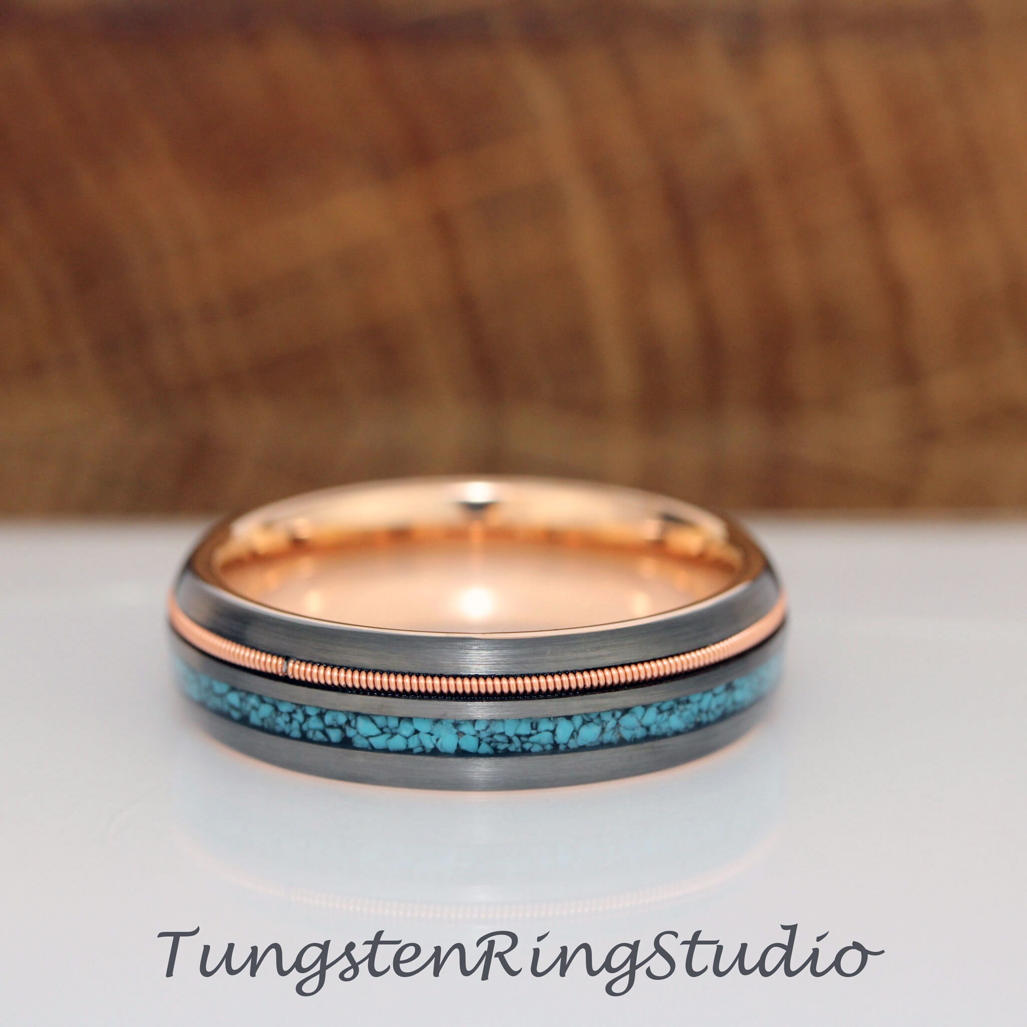 Crushed Turquoise Guitar String Rose Gold Gunmetal Wedding - Etsy