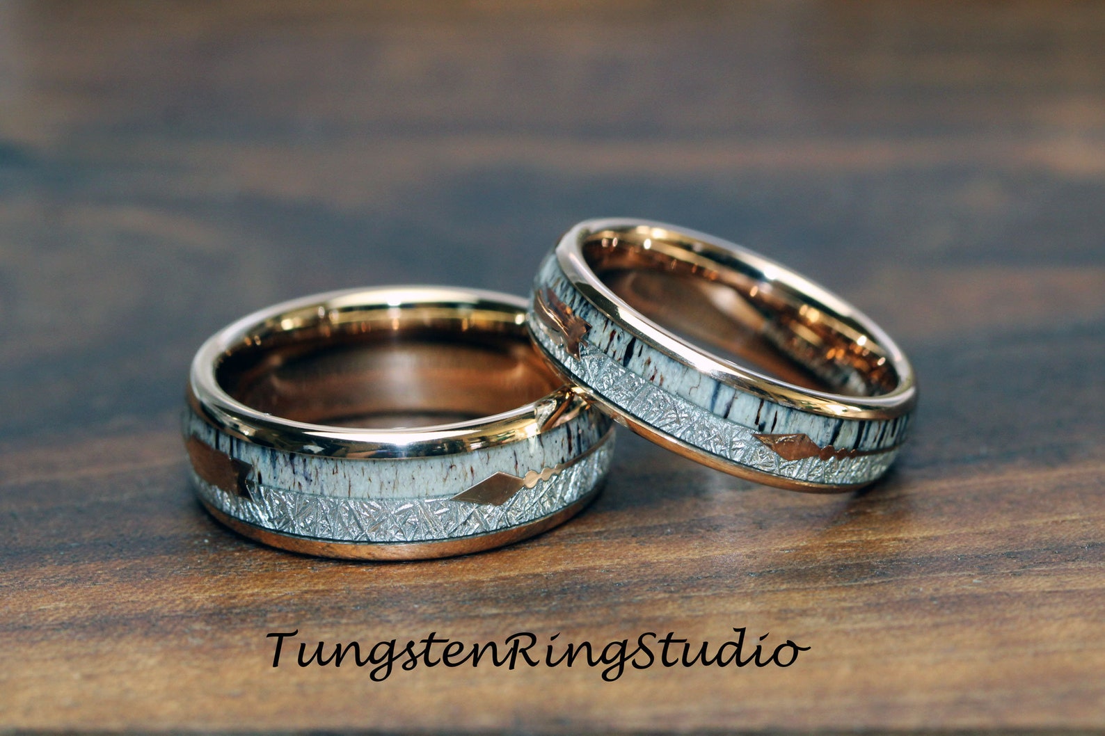 4mm 6mm 8mm Rose Gold Meteorite Arrow Deer Antler Tungsten - Etsy