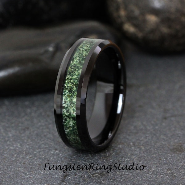 Green Tungsten Ring - Etsy