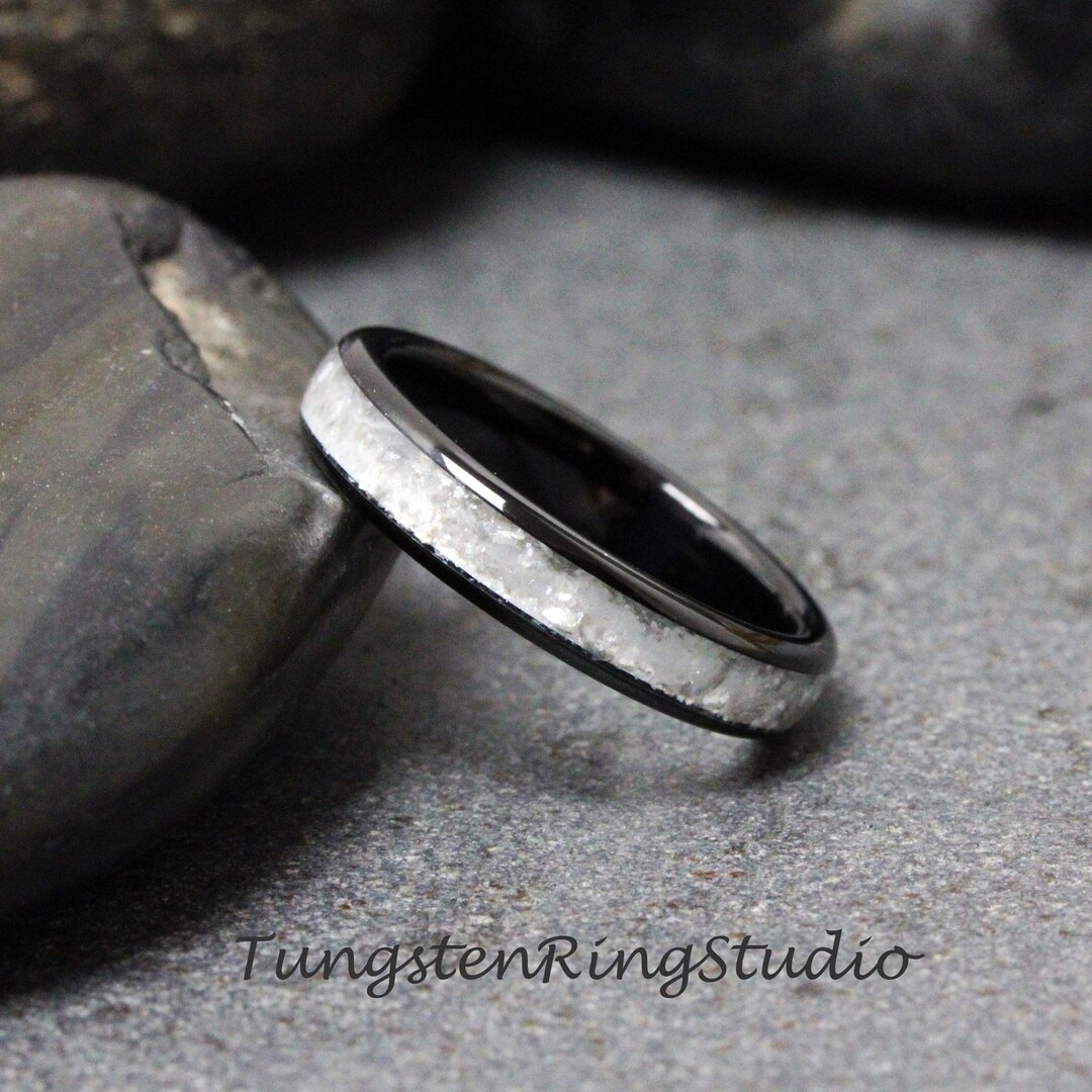 Diamond Dust Black Ring Polish Tungsten Wedding 8mm 6mm 4mm Gold Silver ...