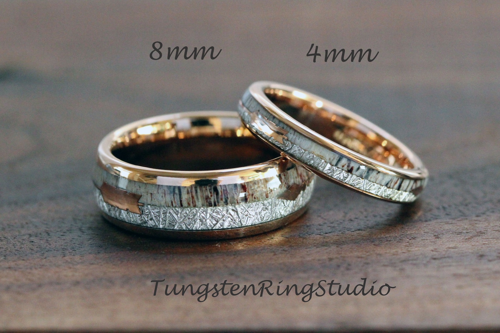 4mm 6mm 8mm Rose Gold Meteorite Arrow Deer Antler Tungsten - Etsy