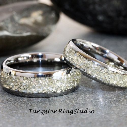 Glass Wedding Ring Set German Silver Glass Wedding Ring - Etsy
