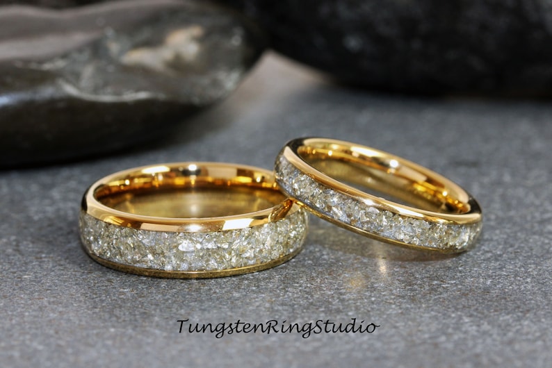 Glass Wedding Ring Set German Silver Glass Wedding Ring - Etsy