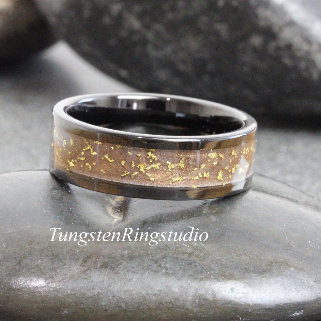 Brown Sand Gold Leaf Tungsten Ring, Sand Ring, Tungsten Carbide Ring ...