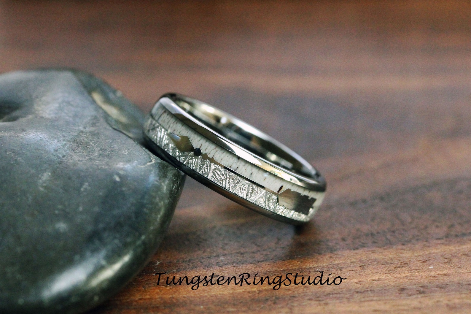 Meteorite Arrow Deer Antler Tungsten Wedding Ring Match His - Etsy
