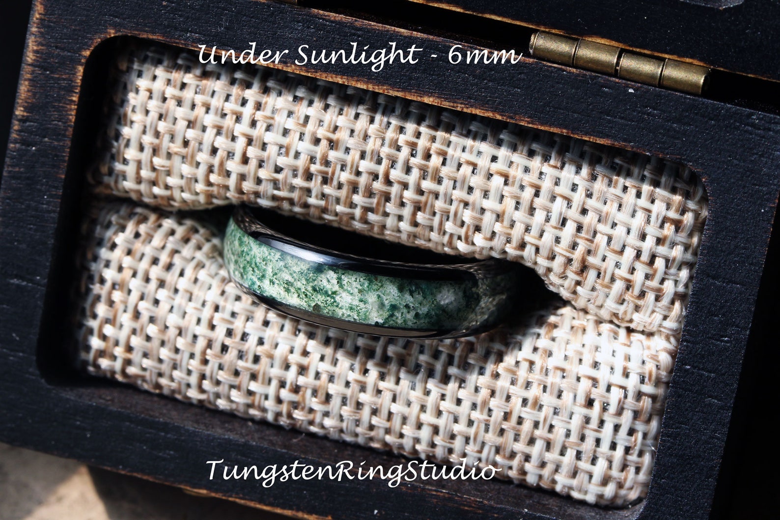 Moss Agate Ring Silver Gray 8mm 6mm 4mm Polish Tungsten - Etsy