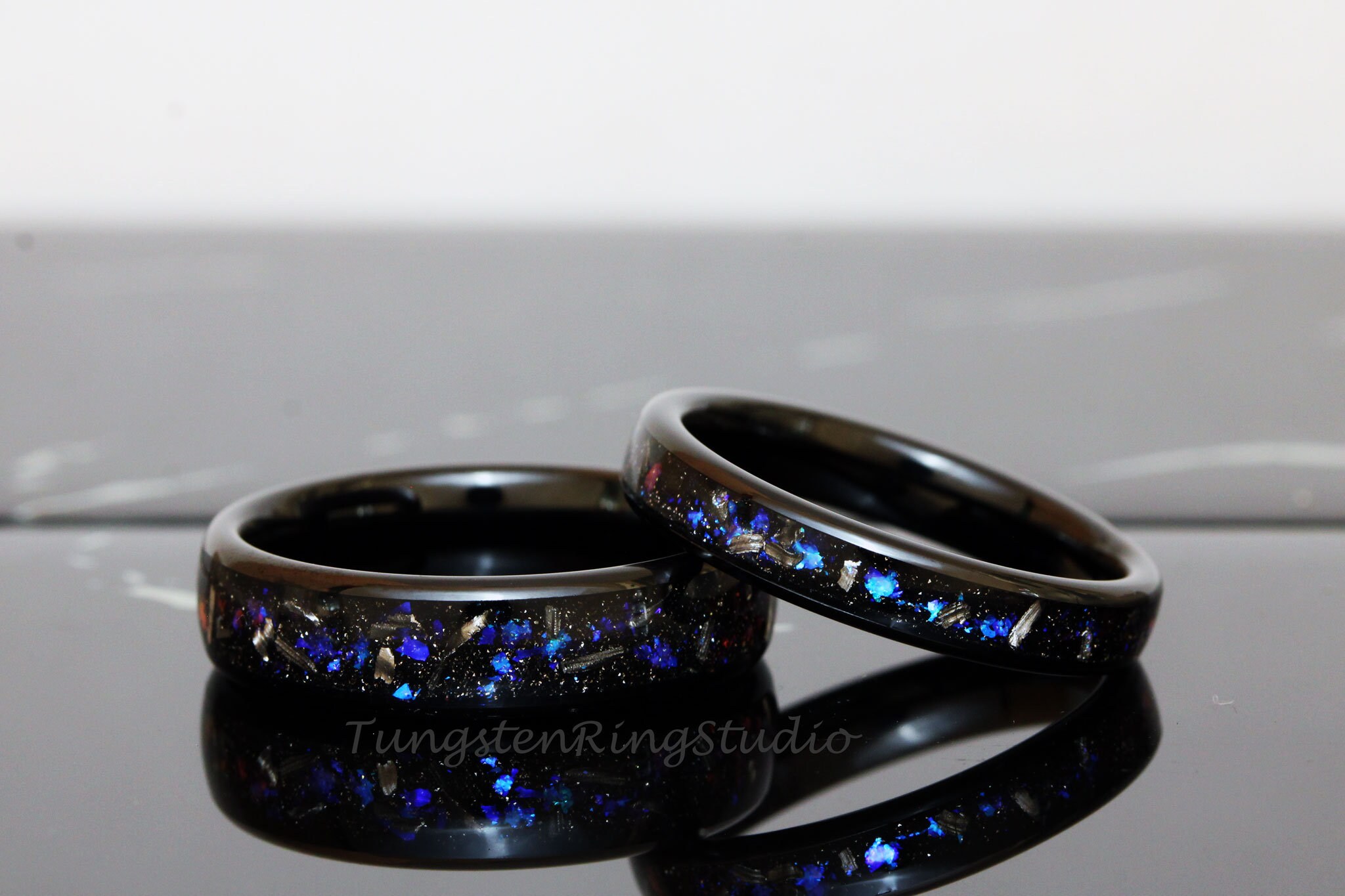 Meteorite Nebula Ring 4mm Black Band Men Women Ring Outer - Etsy