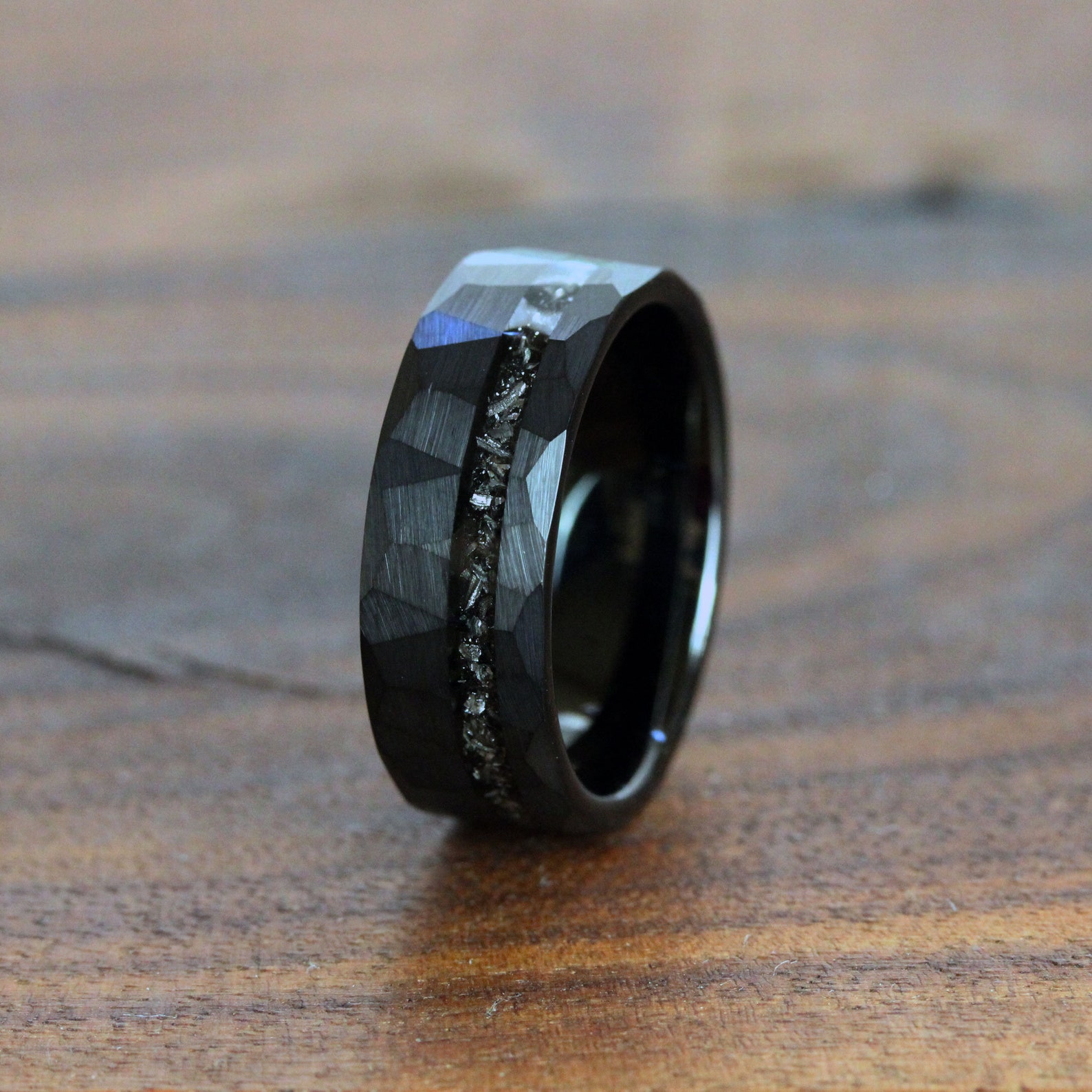 Meteorite Hammer Black Tungsten Wedding Ring Meteorite Interstellar ...