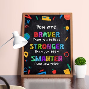 You Are Braver Than You Believe Poster, Classroom Wall Art, Back to ...