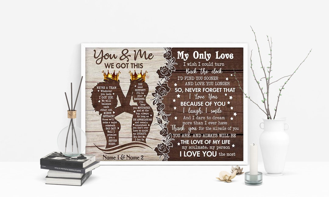 You & Me We Got This Custom Name Poster, Black Couples Canvas, Black ...