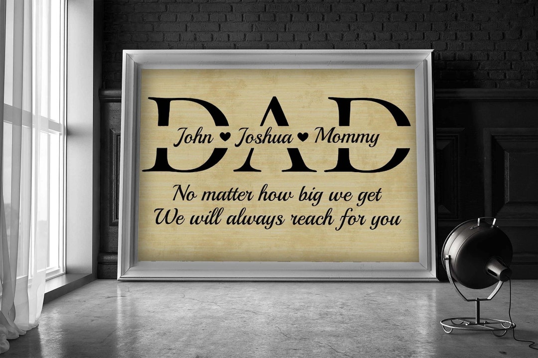 Personalized Dad Poster, Dad No Matter How Big We Get Wall Art, Custom ...