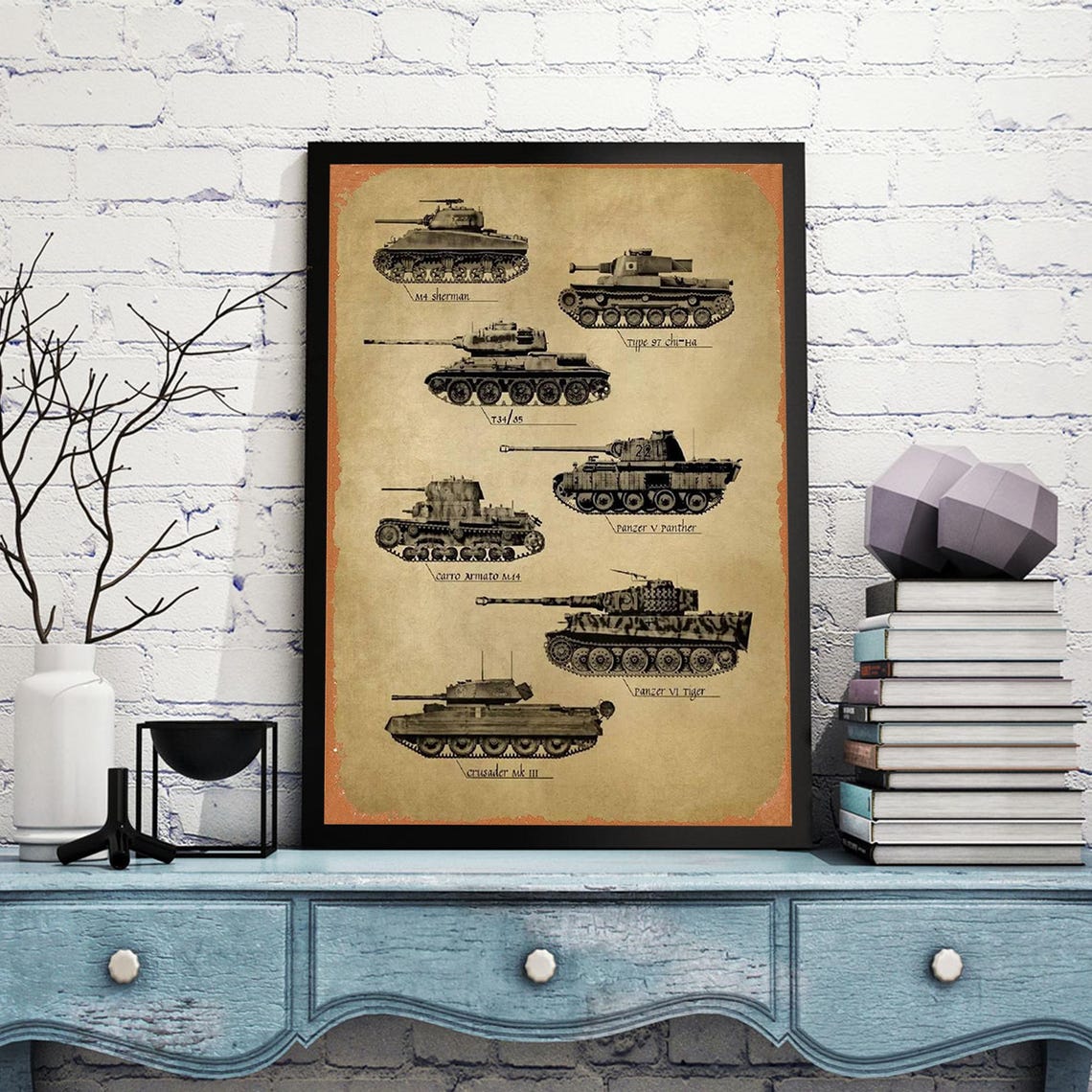 Retro World War II Tanks Poster, Vintage Tanks Canvas, WWII Fighter ...