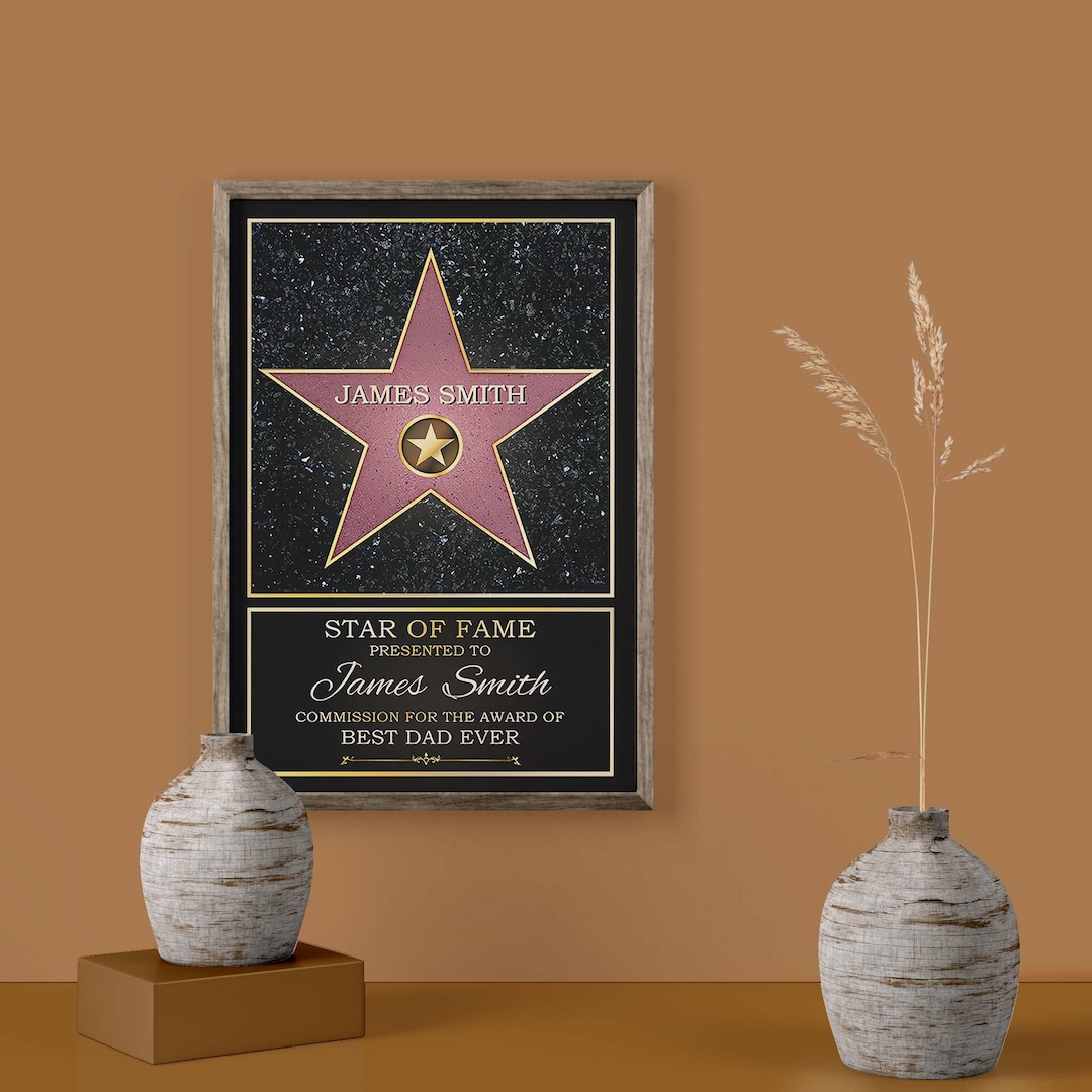 Personalized Best Dad Ever Poster, Star of Fame Canvas, Walk of Fame ...