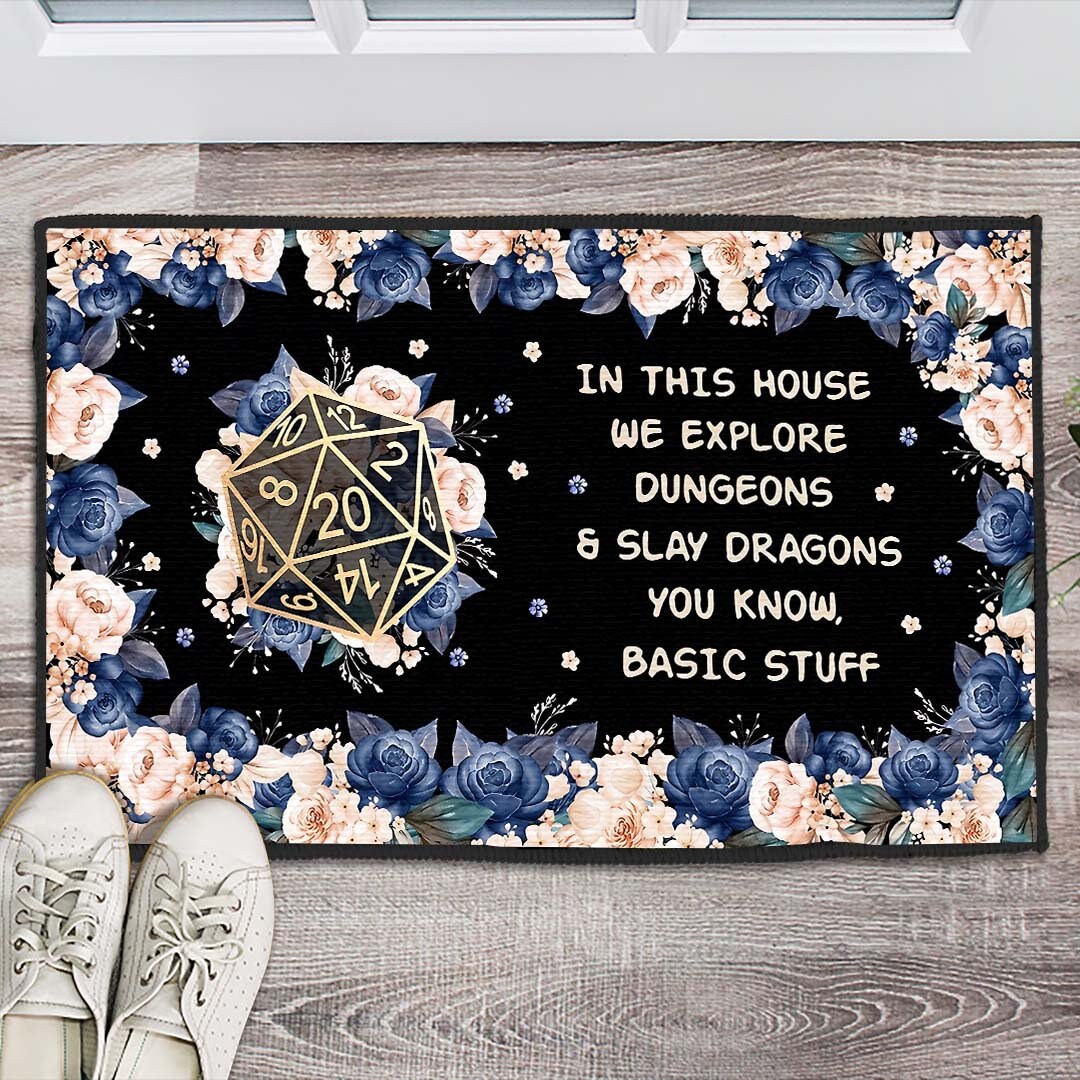 In This House We Explore Dungeons and Slays Dragons Doormat, Slaying ...