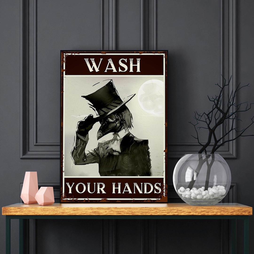 Plague Doctor Poster, Wash Your Hand Poster, Plague Doctor Bathroom ...