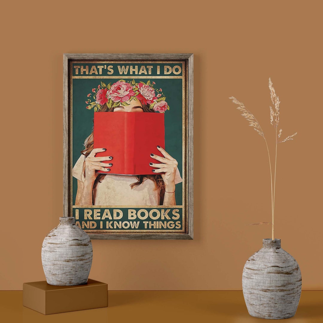 I Read Book and I Know Things Poster Vintage Girl Reading - Etsy