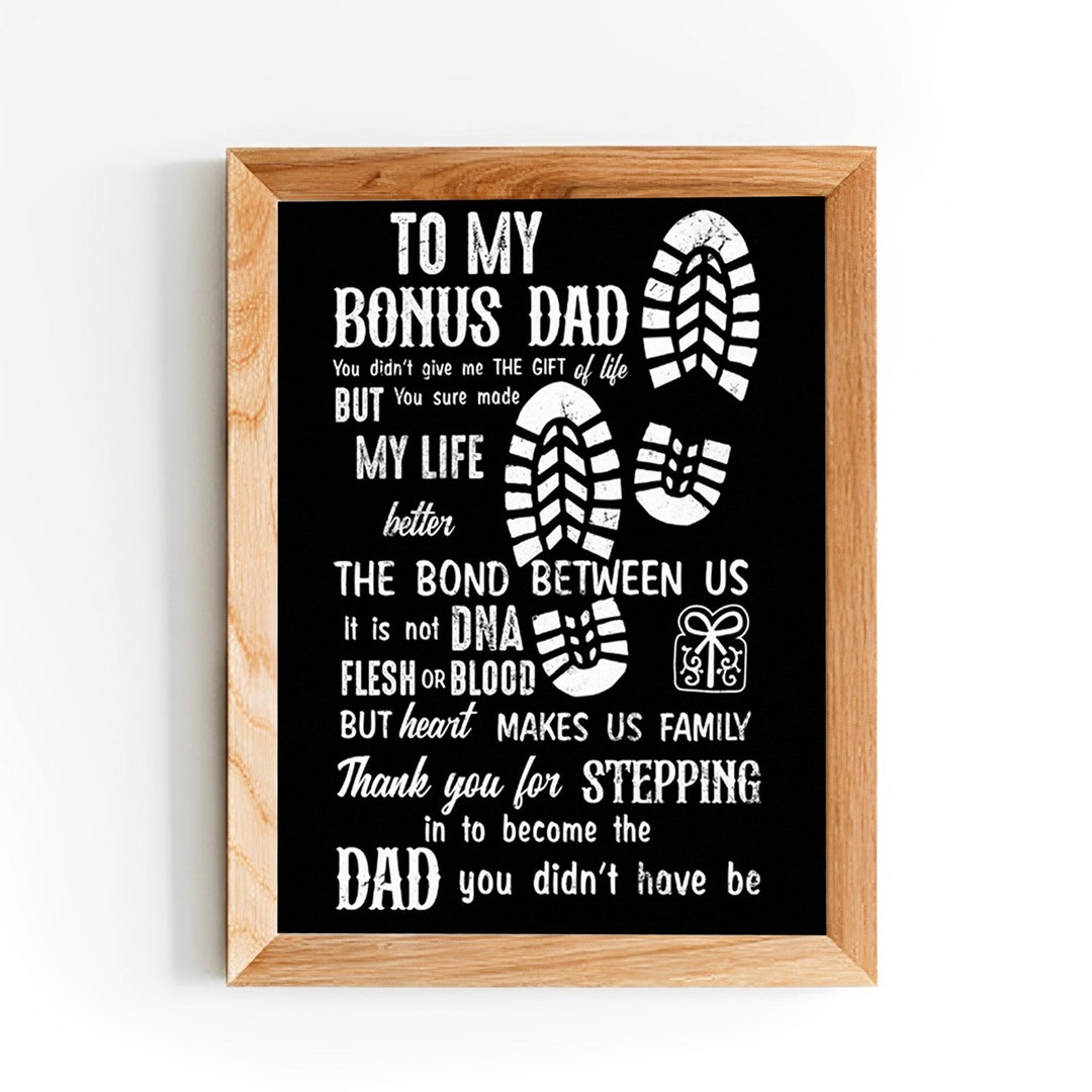 Bonus Dad Poster, to My Bonus Dad Canvas, Step Dad Wall Art From Son ...