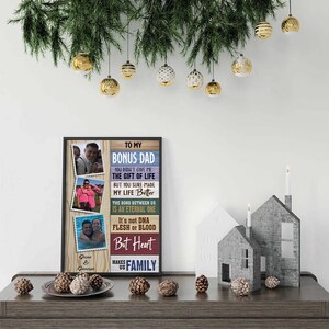 Personalized Photos Bonus Dad Poster, to My Bonus Dad Canvas, Step Dad ...