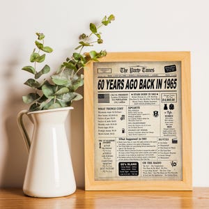 60 Years Ago Back in 1965 Newspaper Poster Canvas, Vintage 60th ...